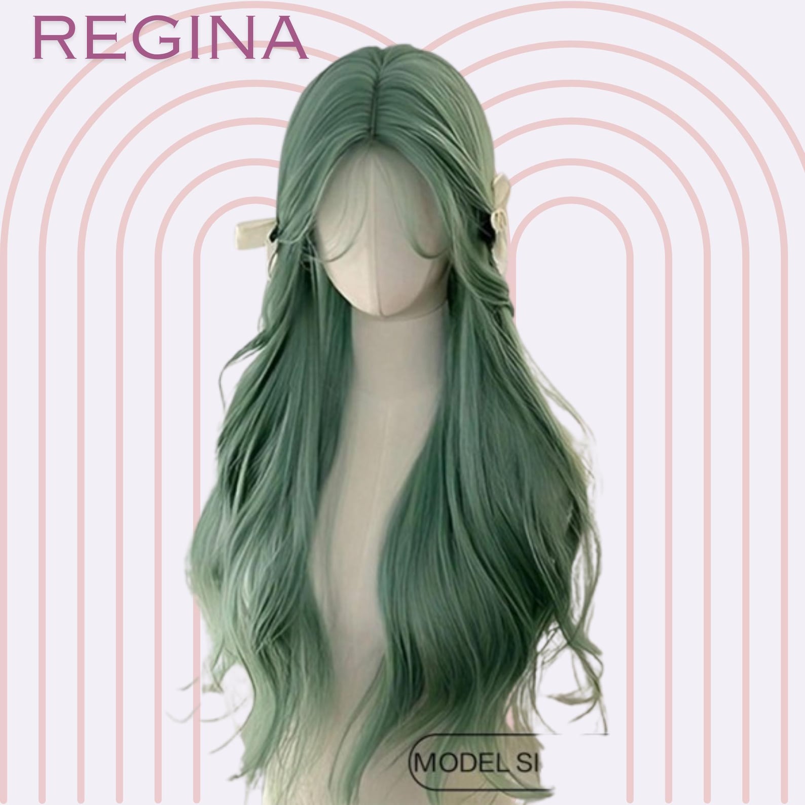 Mint Green 24-inch Long Curly Synthetic Wig Natural-looking Wig for ...