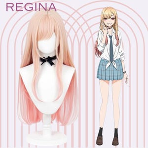 My Dress-up Darling 34-inch Ombre Orange-pink Long Straight Wig – Heat ...