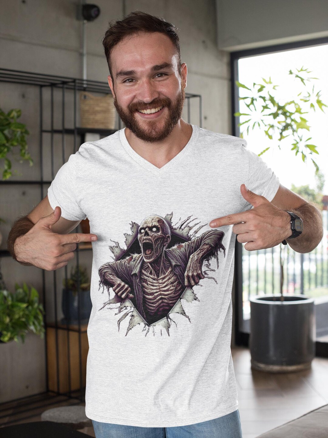 Zombie Clip Art - Ripping Through Fabric With Full Moon | Digital ...