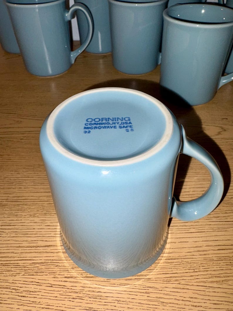 Blue Corning Coffee Mugs – Bluish-gray, Mint Condition, Made in Corning ...