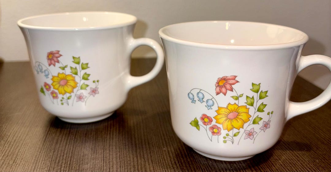 Vintage Corelle Spring Meadow Mugs – Set of 2 | Classic 1976-1986 ...