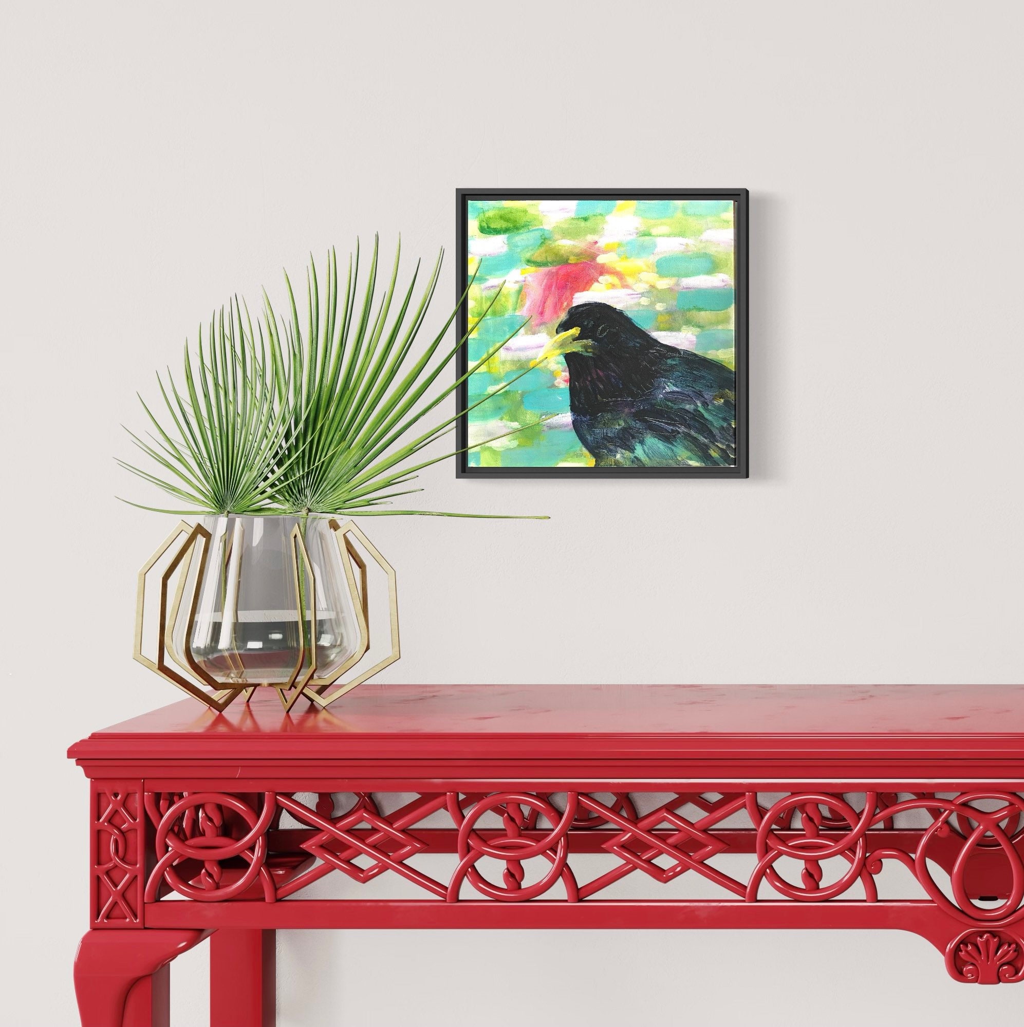 Crow Painting, Abstract Raven Painting, Whimsical Raven, Original ...