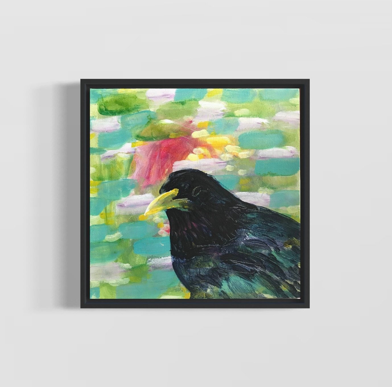 Crow Painting, Abstract Raven Painting, Whimsical Raven, Original ...
