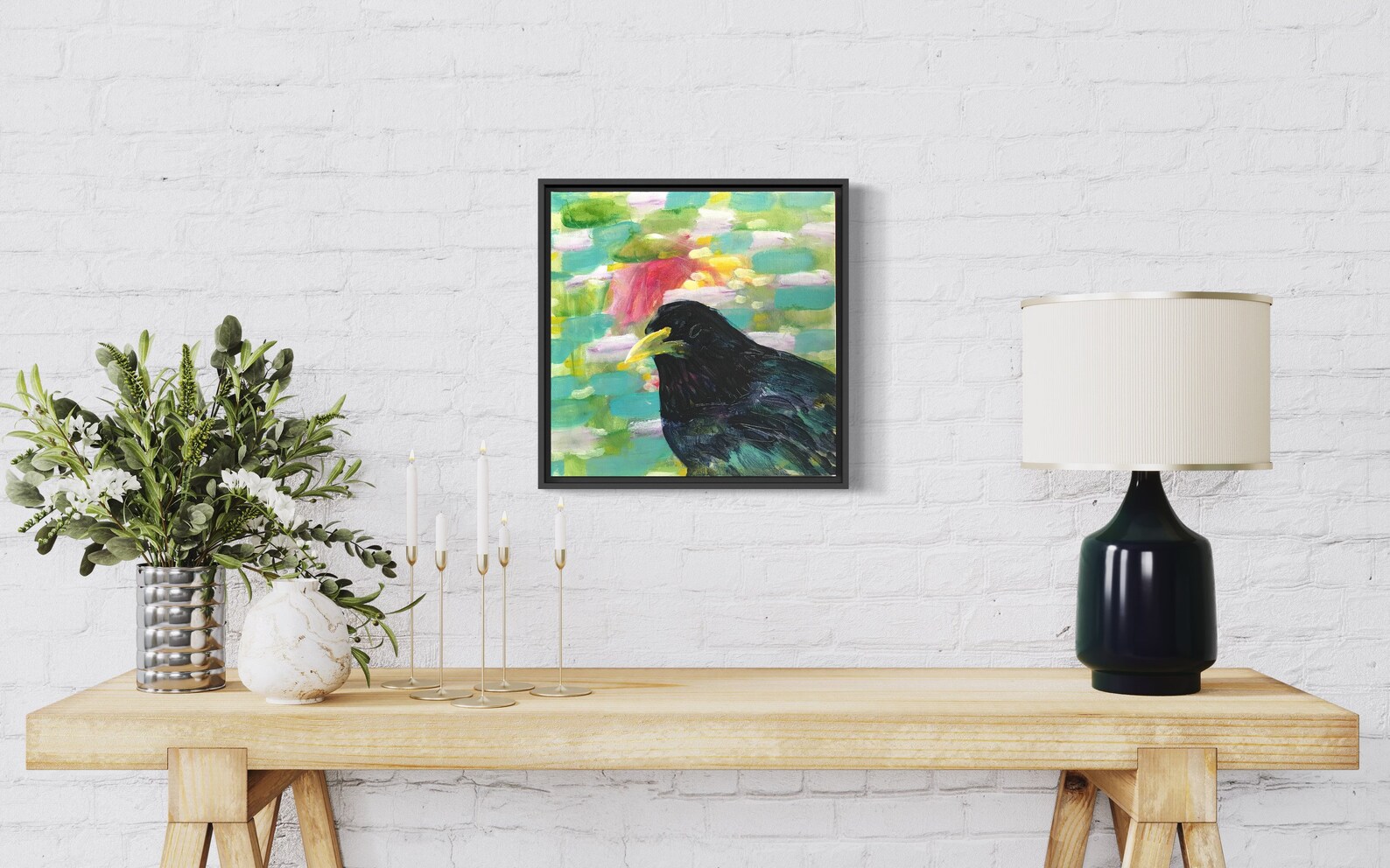 Crow Painting, Abstract Raven Painting, Whimsical Raven, Original ...