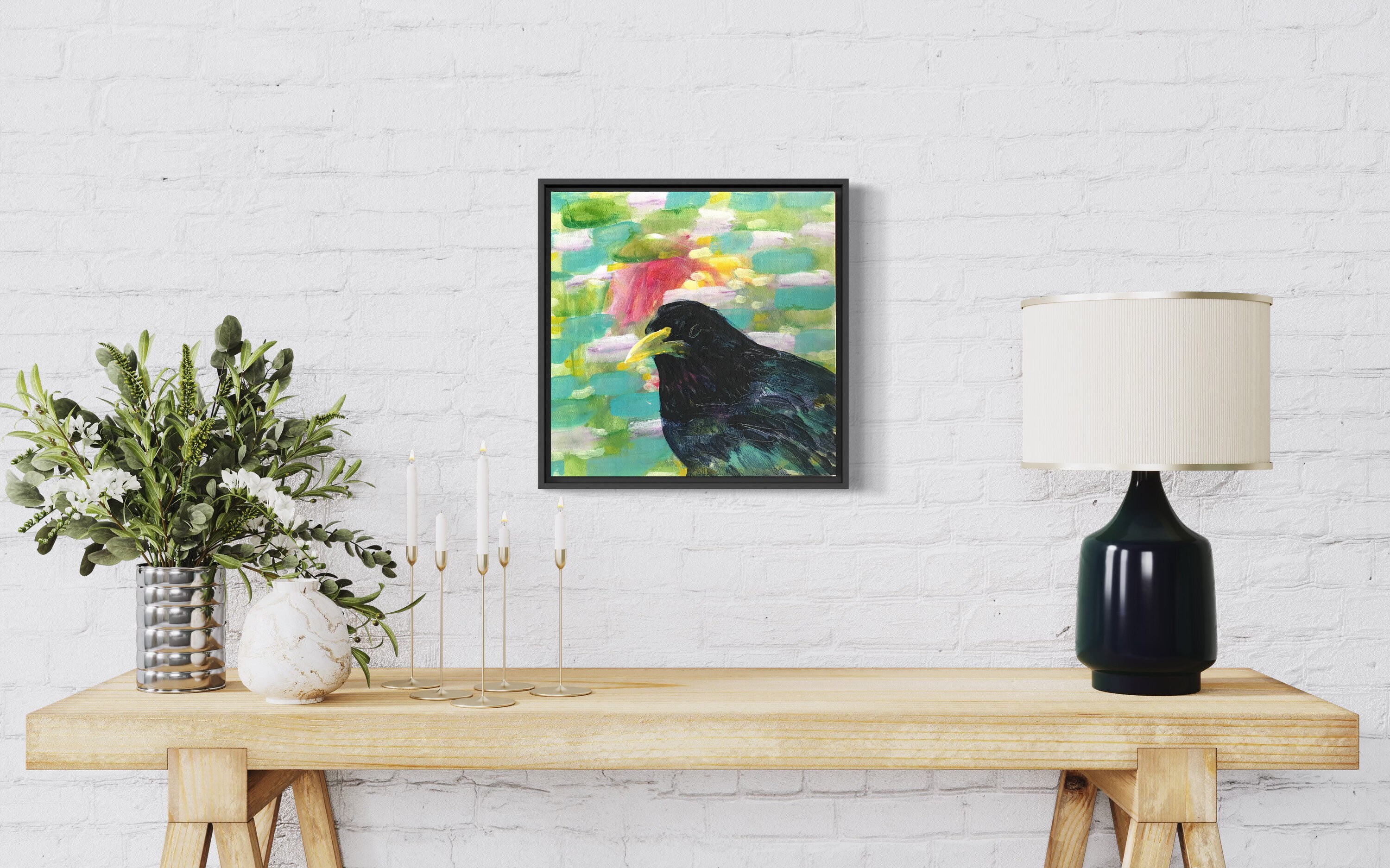 Crow Painting, Abstract Raven Painting, Whimsical Raven, Original ...