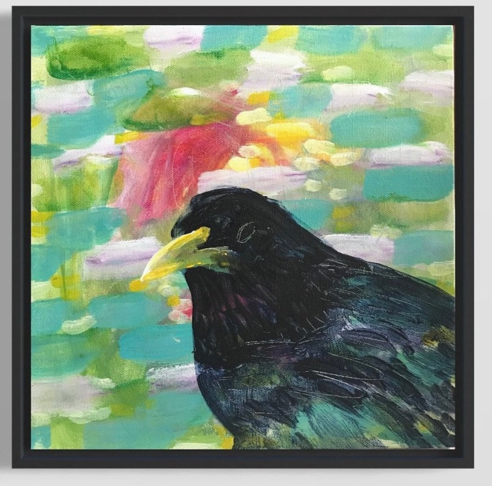 Crow Painting, Abstract Raven Painting, Whimsical Raven, Original ...