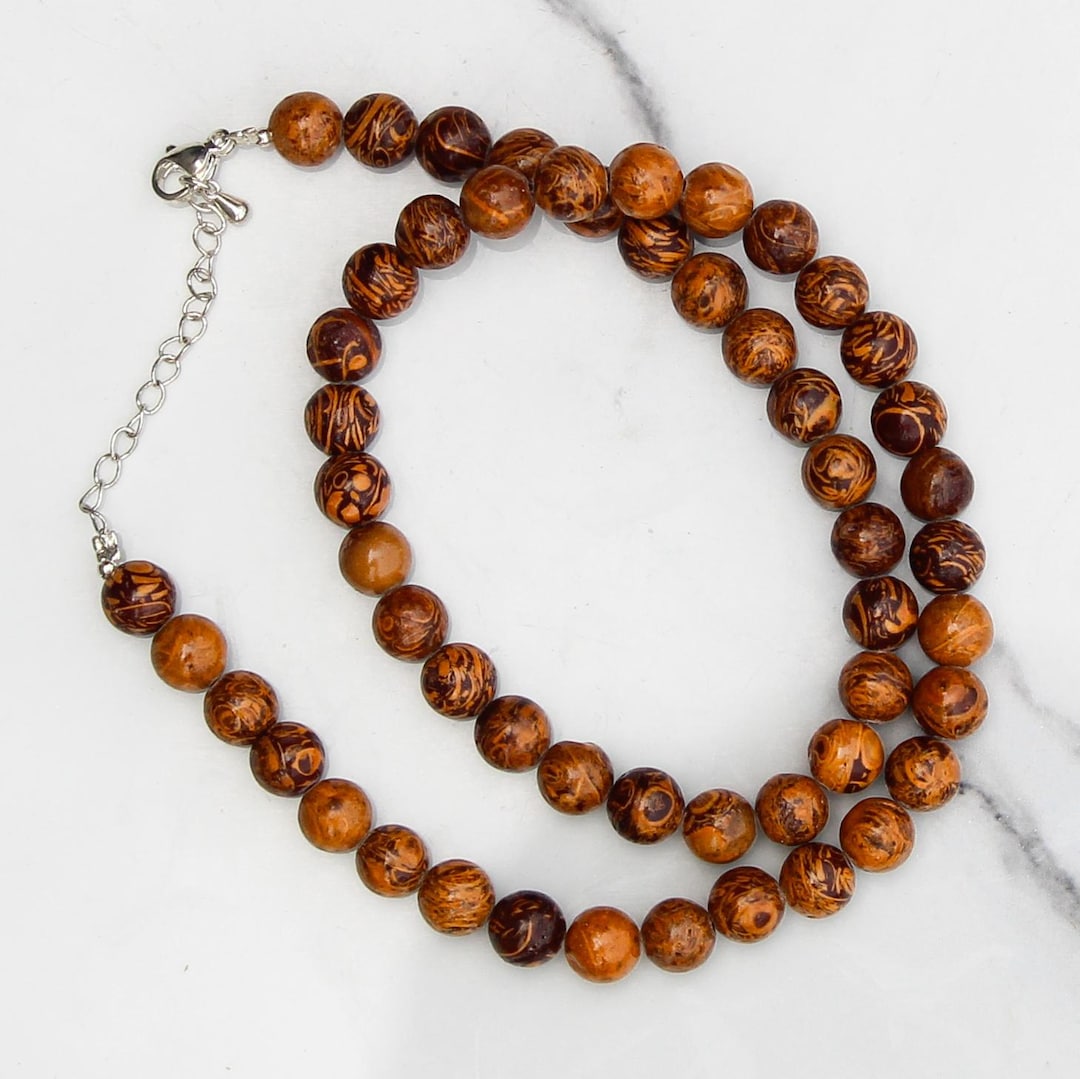 Genuine Mariam Jasper Beads Necklace / Handcrafted Adjustable Mala ...