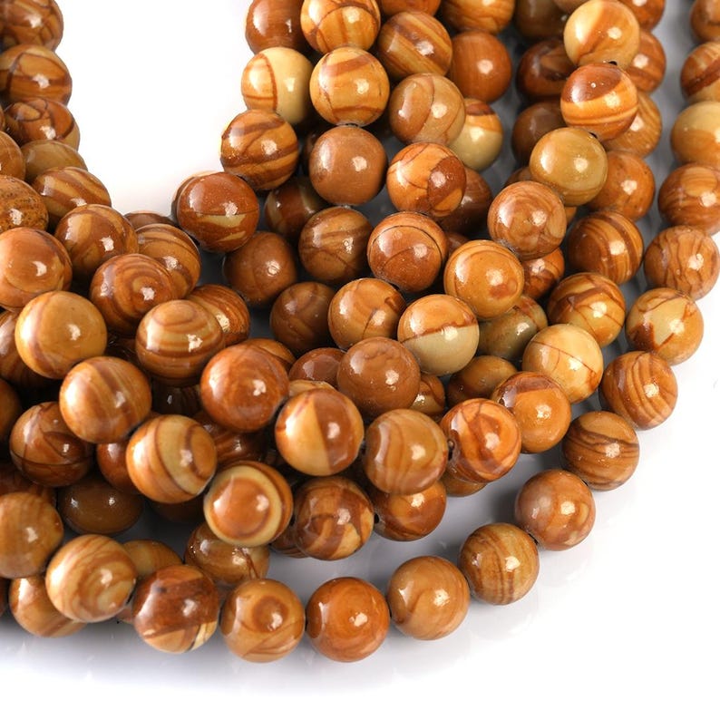 Natural Camel Skin Jasper Gemstone Round Smooth Beads String 15.5 ...