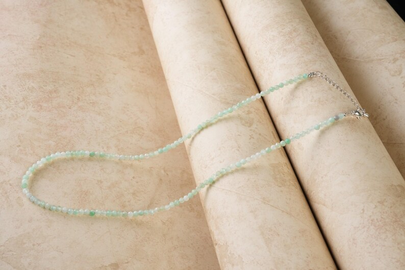 Genuine Chrysoprase Beads Necklace / Handcrafted Adjustable Mala ...