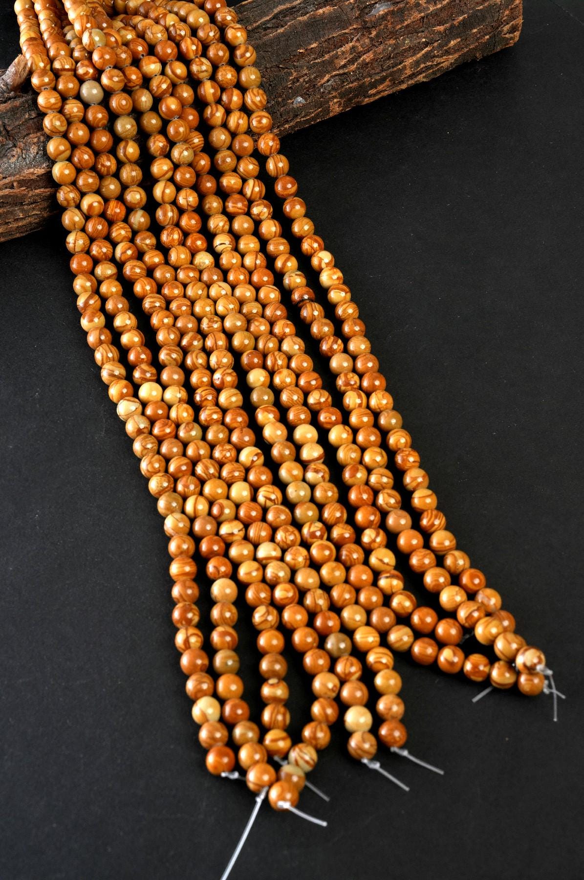 Natural Camel Skin Jasper Gemstone Round Smooth Beads String 15.5 ...