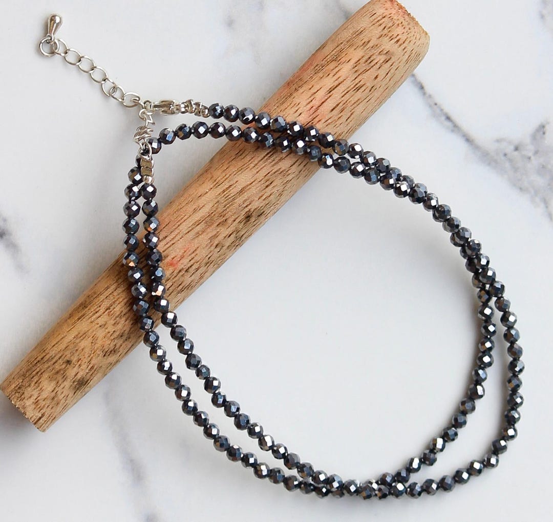 Genuine Terahertz Beads Necklace / Handcrafted Adjustable Mala Necklace ...