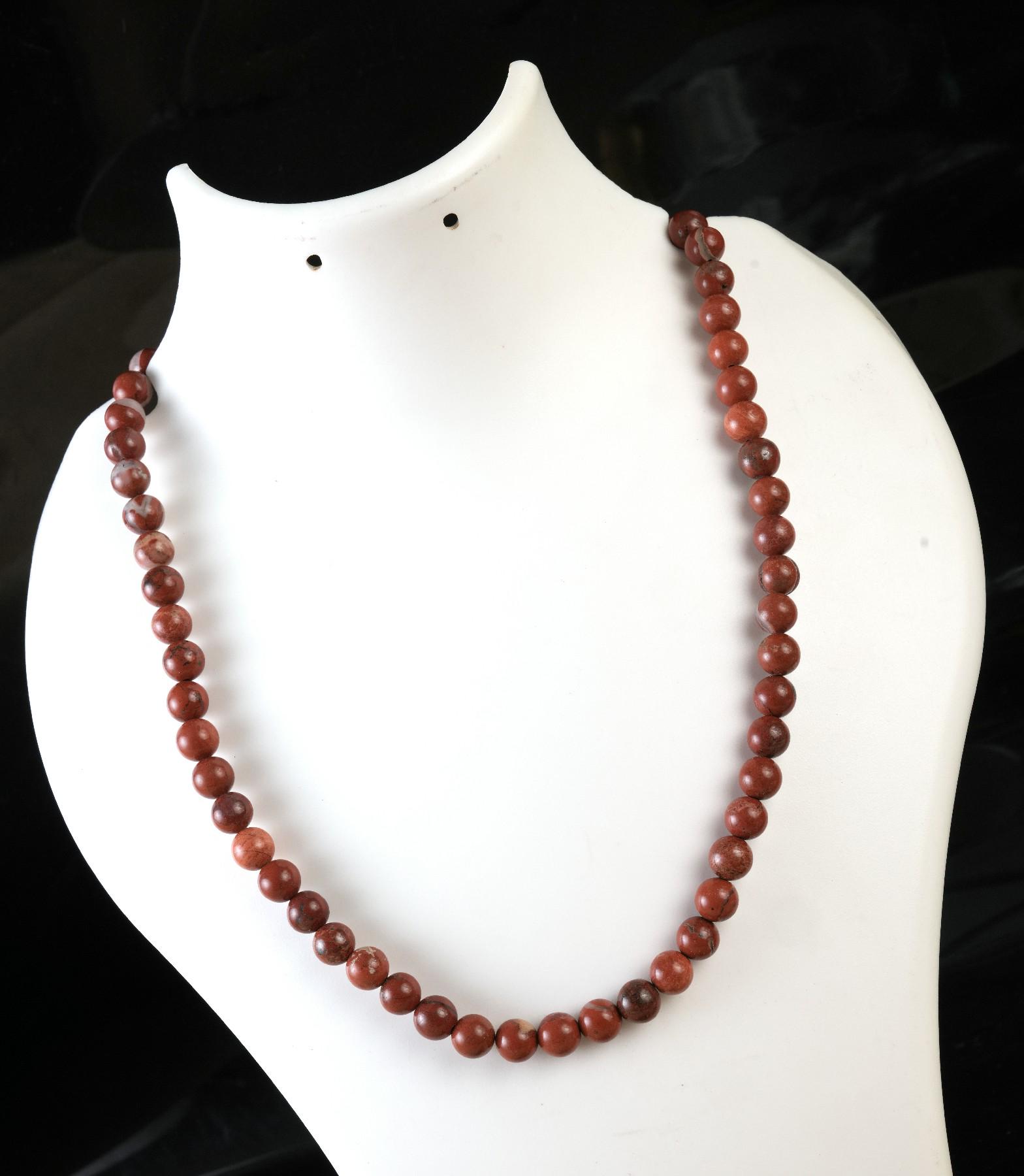 Genuine Red Jasper Beads Necklace / Handcrafted Adjustable Mala ...