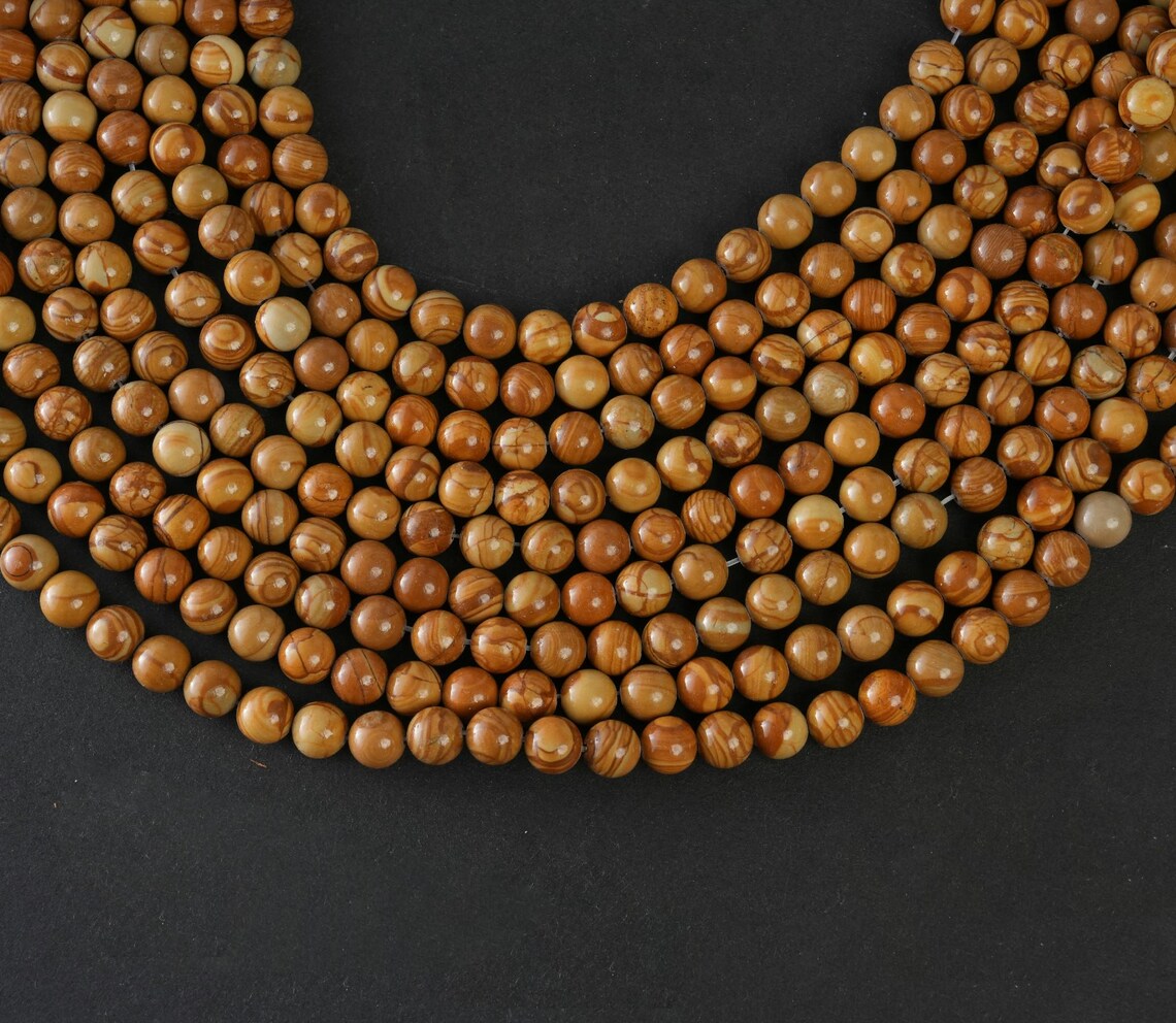 Natural Camel Skin Jasper Gemstone Round Smooth Beads String 15.5 ...