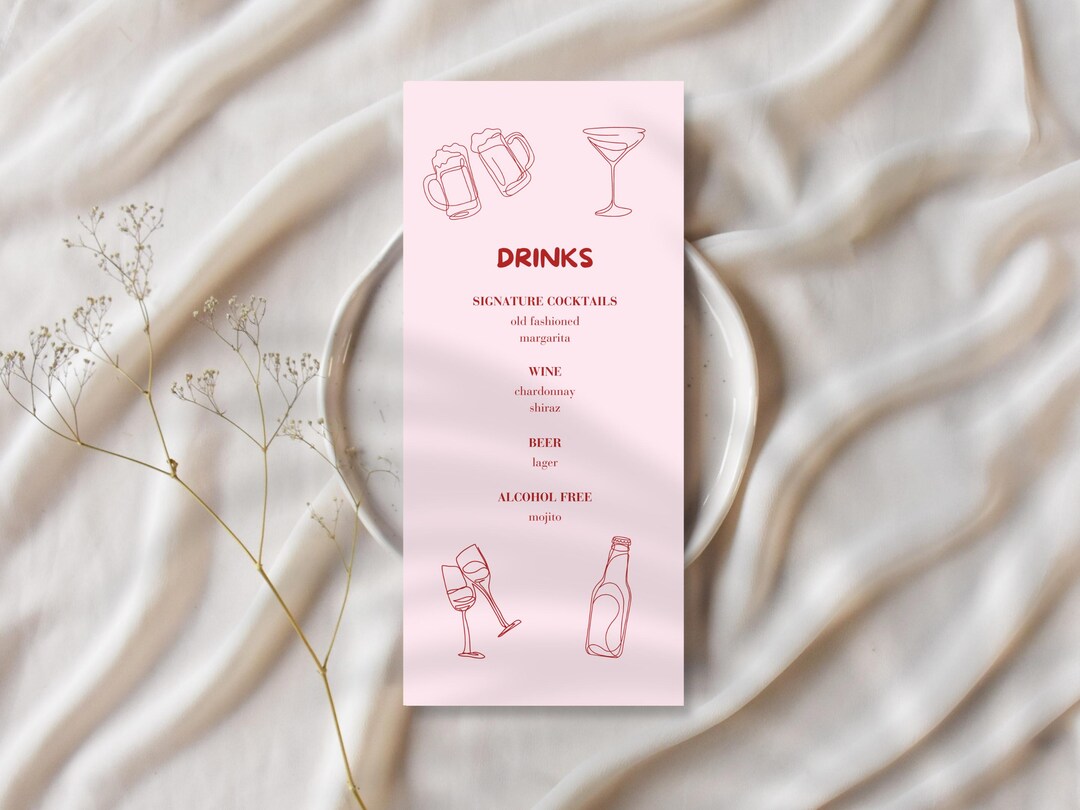 Cocktail Menu Template Customizable Bar Menu Editable Signature Drink ...