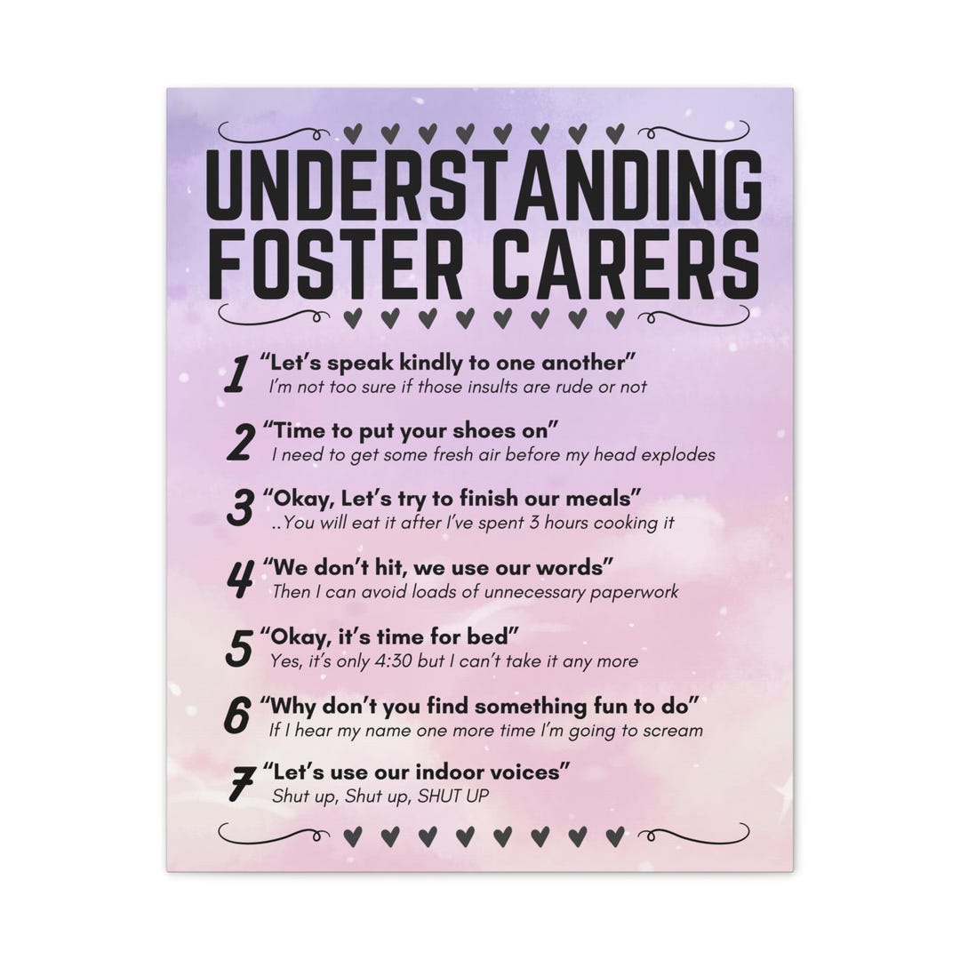 Understanding Foster Carers Wall Art, Funny Advice Poster, Perfect Gift ...