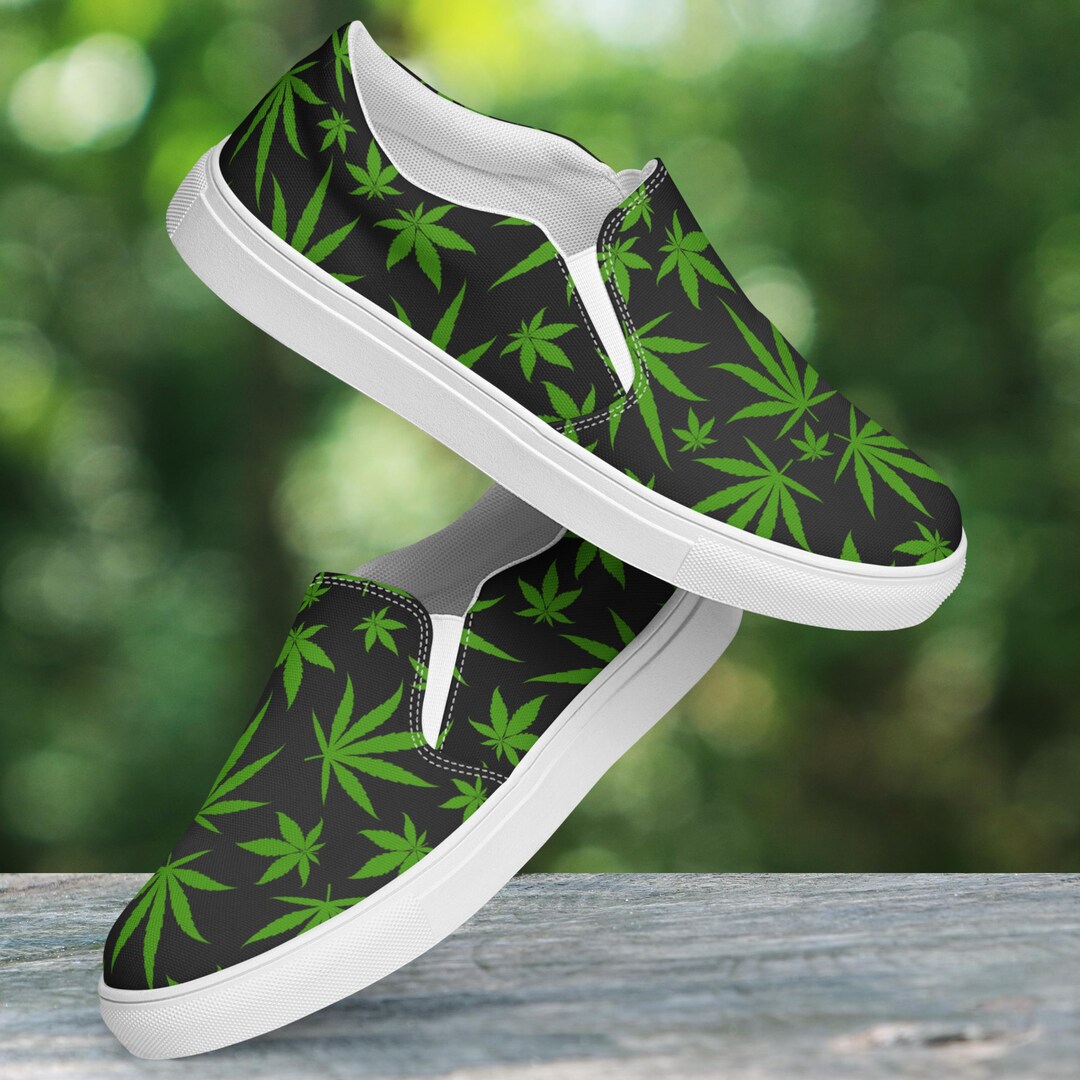 Cannabis Fan Shoes for Men Comfortable Slip-on Weed Shoe 420 Lifestyle ...