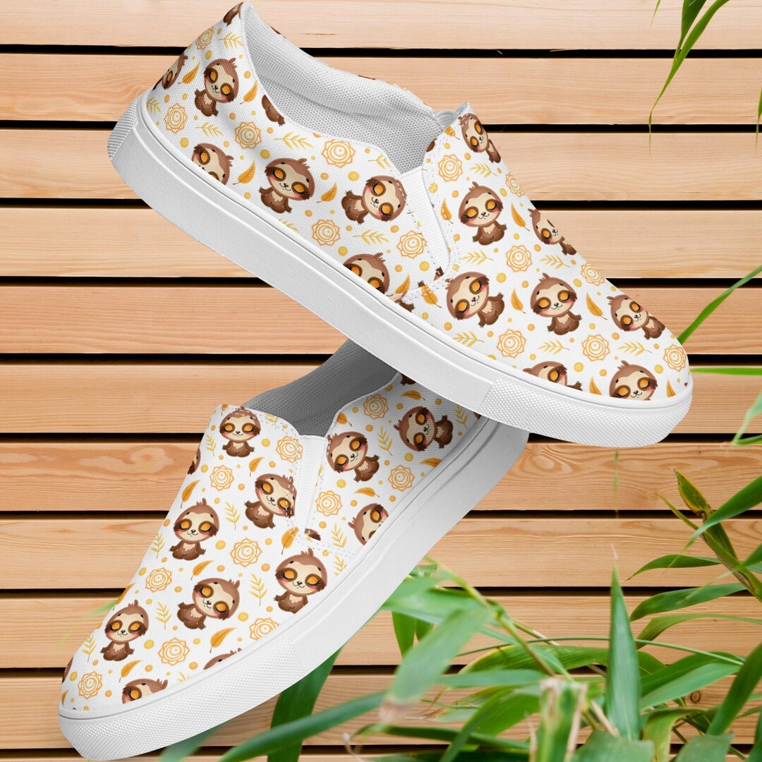 Sloth Slip on Casual Shoes - Zen Style Flats - Sloth Print Women's ...