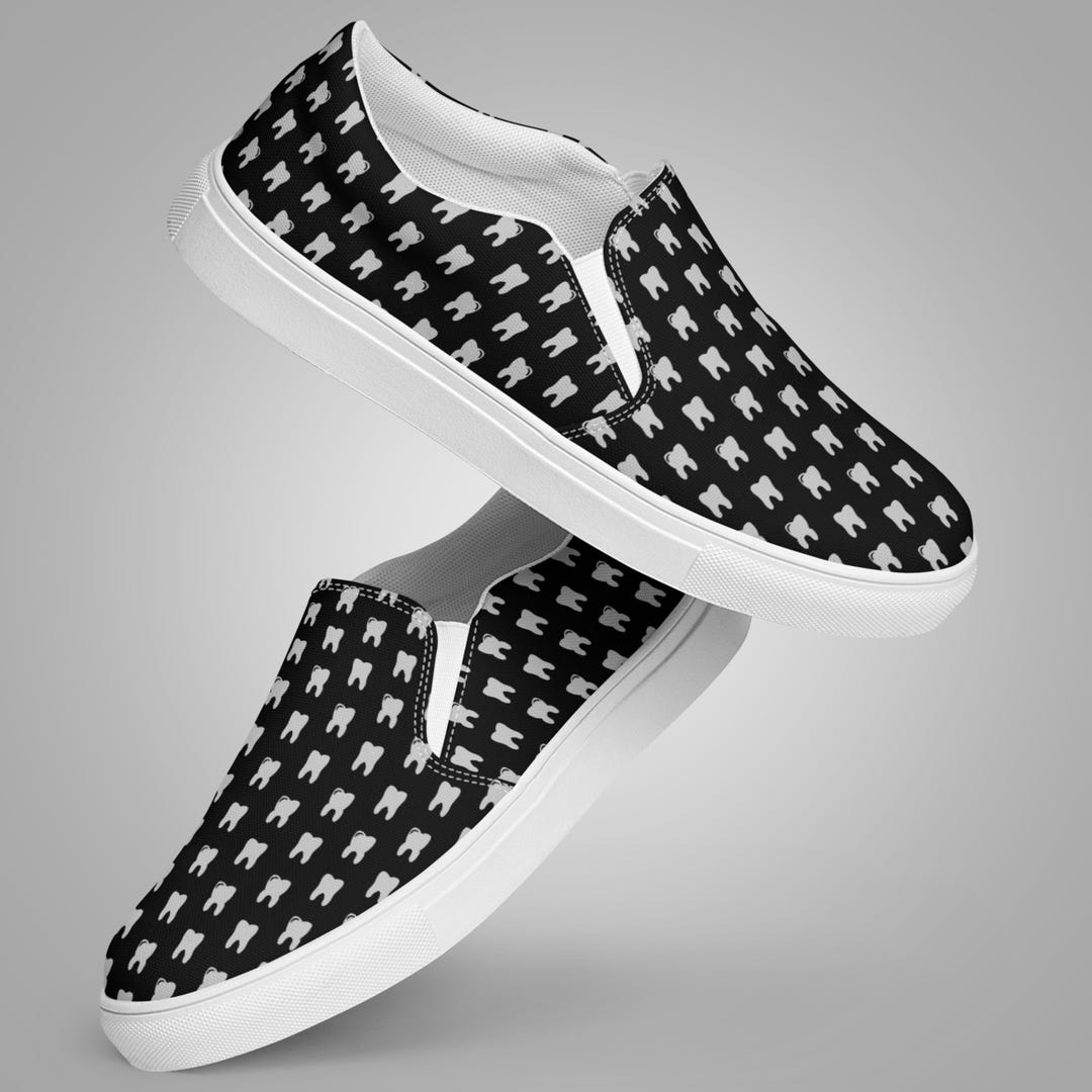 Dental Themed Womens Slip on Shoes | Tooth Print Sneaker for Dentistry ...