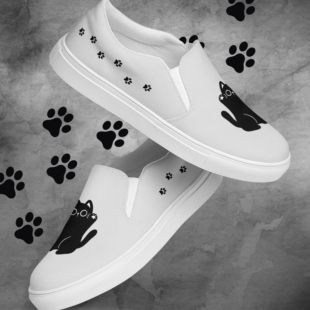 Cute Cat Pawprint Shoe - Purrfect Pet Lover Gift - Cat Pawprint Slip-on ...
