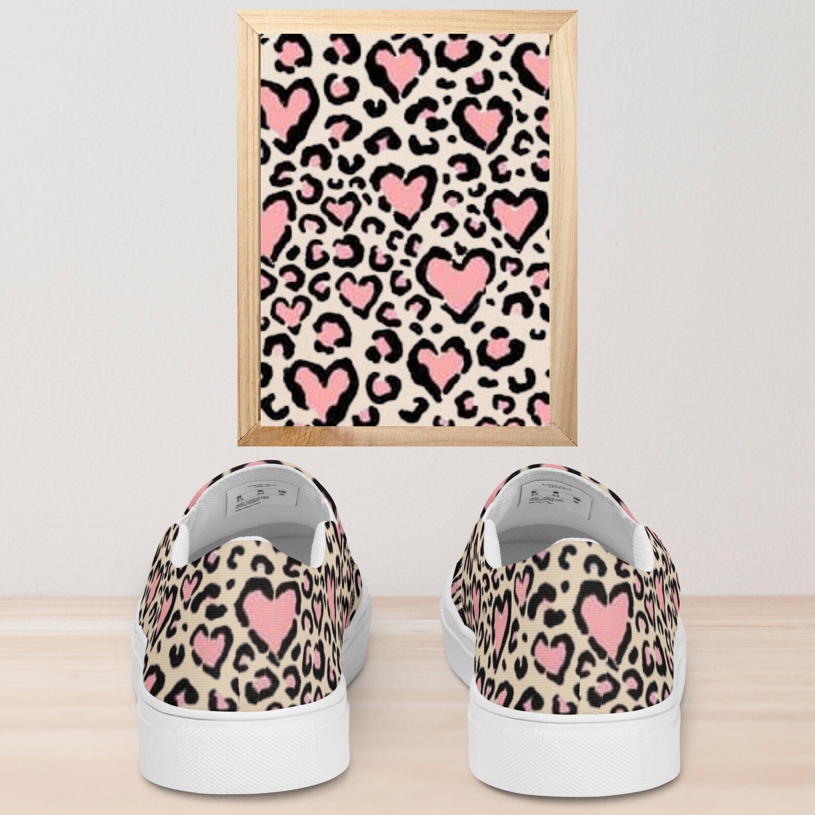 Leopard Heart Print Women Slip on Shoes - Animal Cheetah Heart Print ...