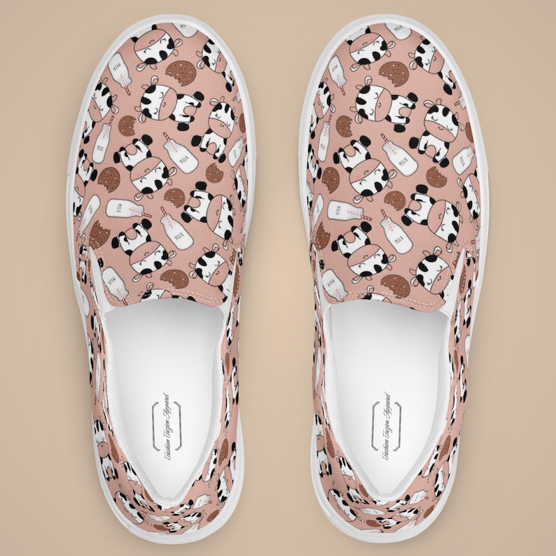 Cow Print Slip on Sneakers Women | Canvas Farm Animal Shoes | Dairy ...