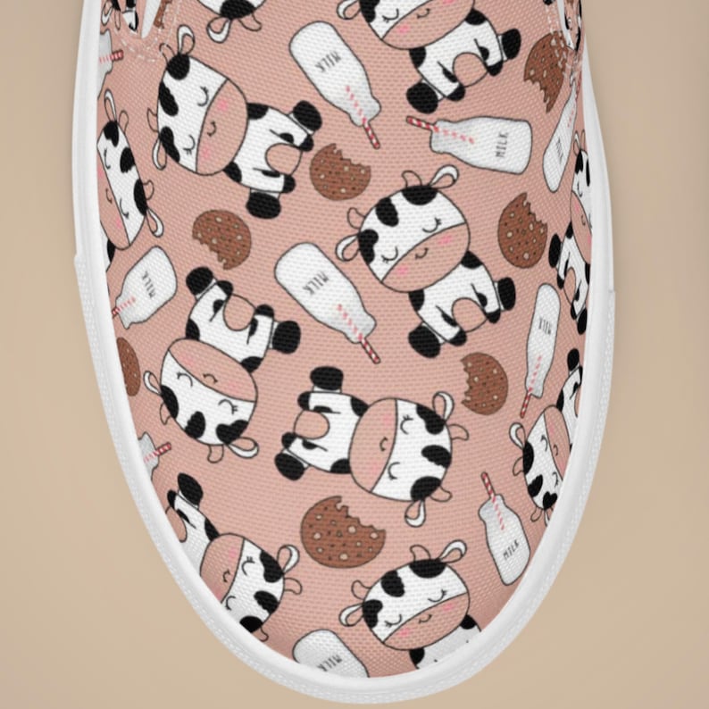 Cow Print Slip on Sneakers Women | Canvas Farm Animal Shoes | Dairy ...