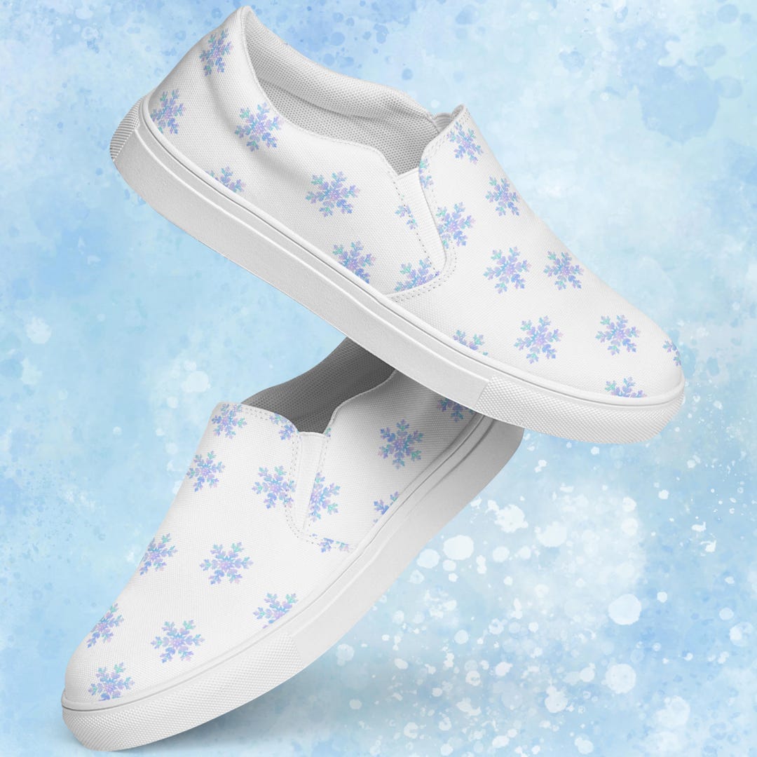 Snowflake Slip on Shoes for Women, Cozy Winter Canvas Sneakers With ...