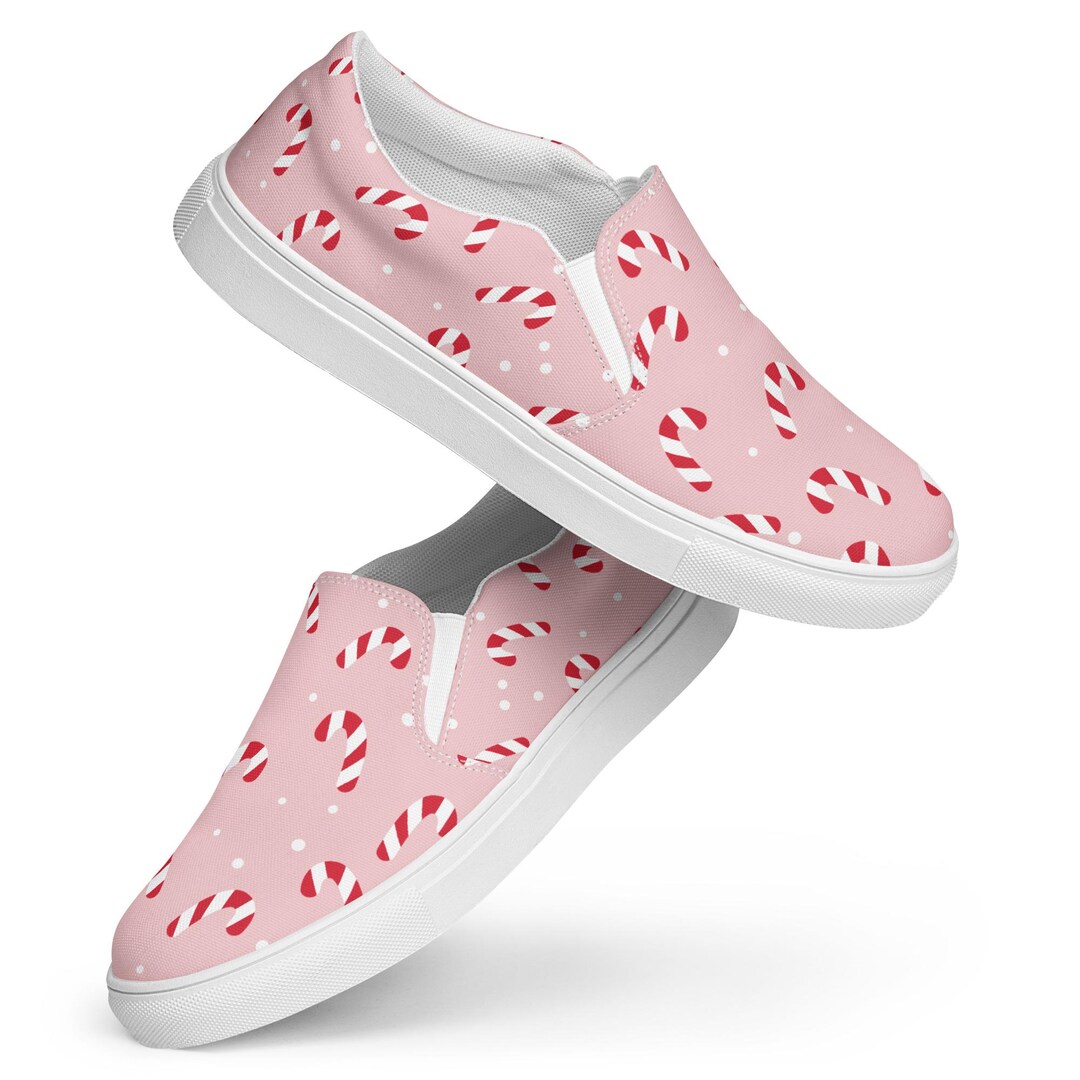 Pink Candy Cane Womens Slip-on Canvas Shoes - Etsy