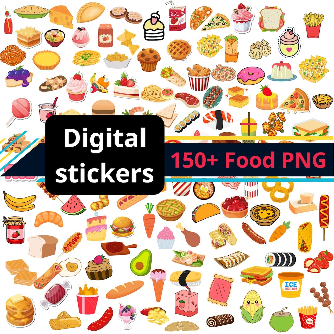150+ Digital Food Stickers Set, Cute Food Sticker Gifts, Funny Fruit ...