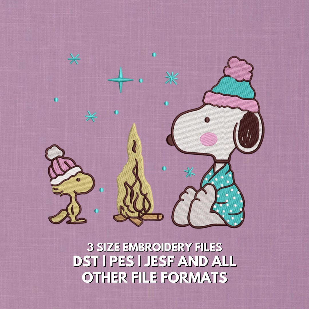 Snoopy Winter Campfire Embroidery Design | Cozy Peanuts Design | Cute ...