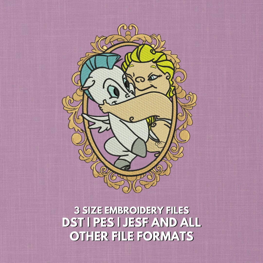 Cute Character Hug Embroidery Design | Ornate Vintage Frame Stitch File ...