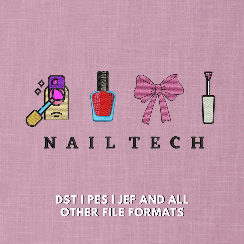 Nail Tech Embroidery Design | Salon Tools, Bow (5x7 Hoop) - Etsy