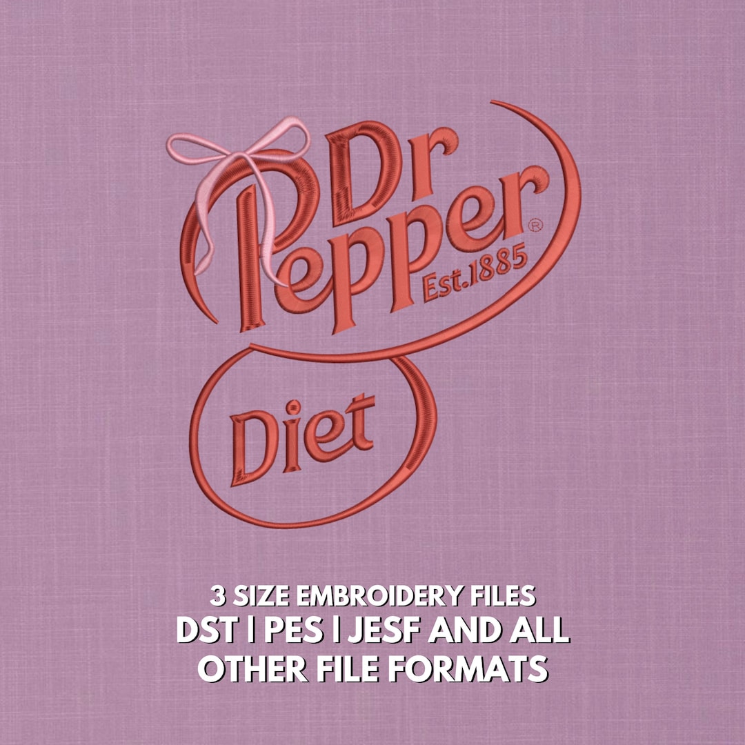 Dr Pepper Inspired Embroidery Design | Soda Logo With Pink Bow | Retro ...