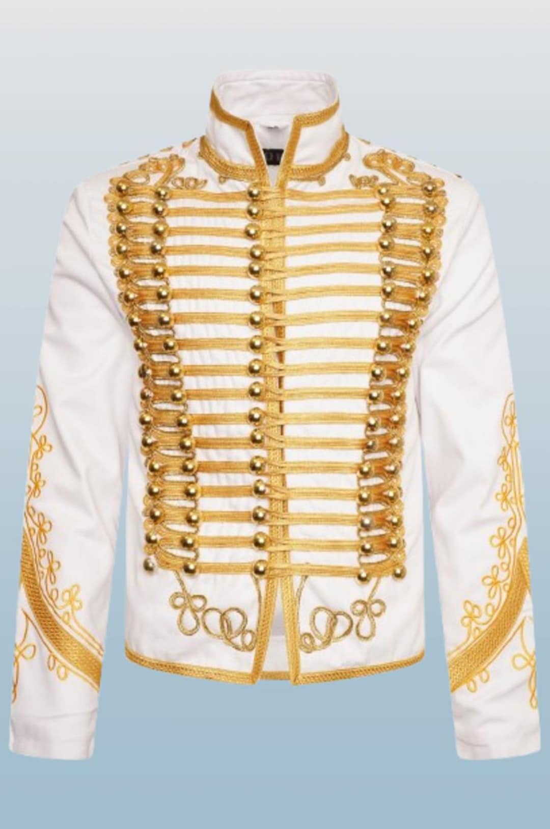 Men's White Hussar Jacket: Gold Braided Military Tunic - Etsy