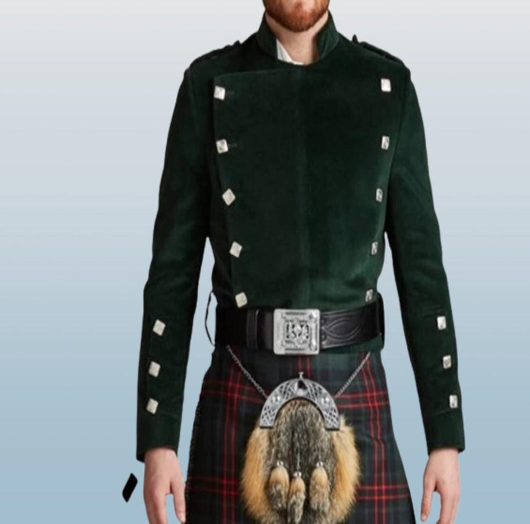 Scottish Green Velvet Doublet Jacket: Highland Wedding Kilt Jacket - Etsy