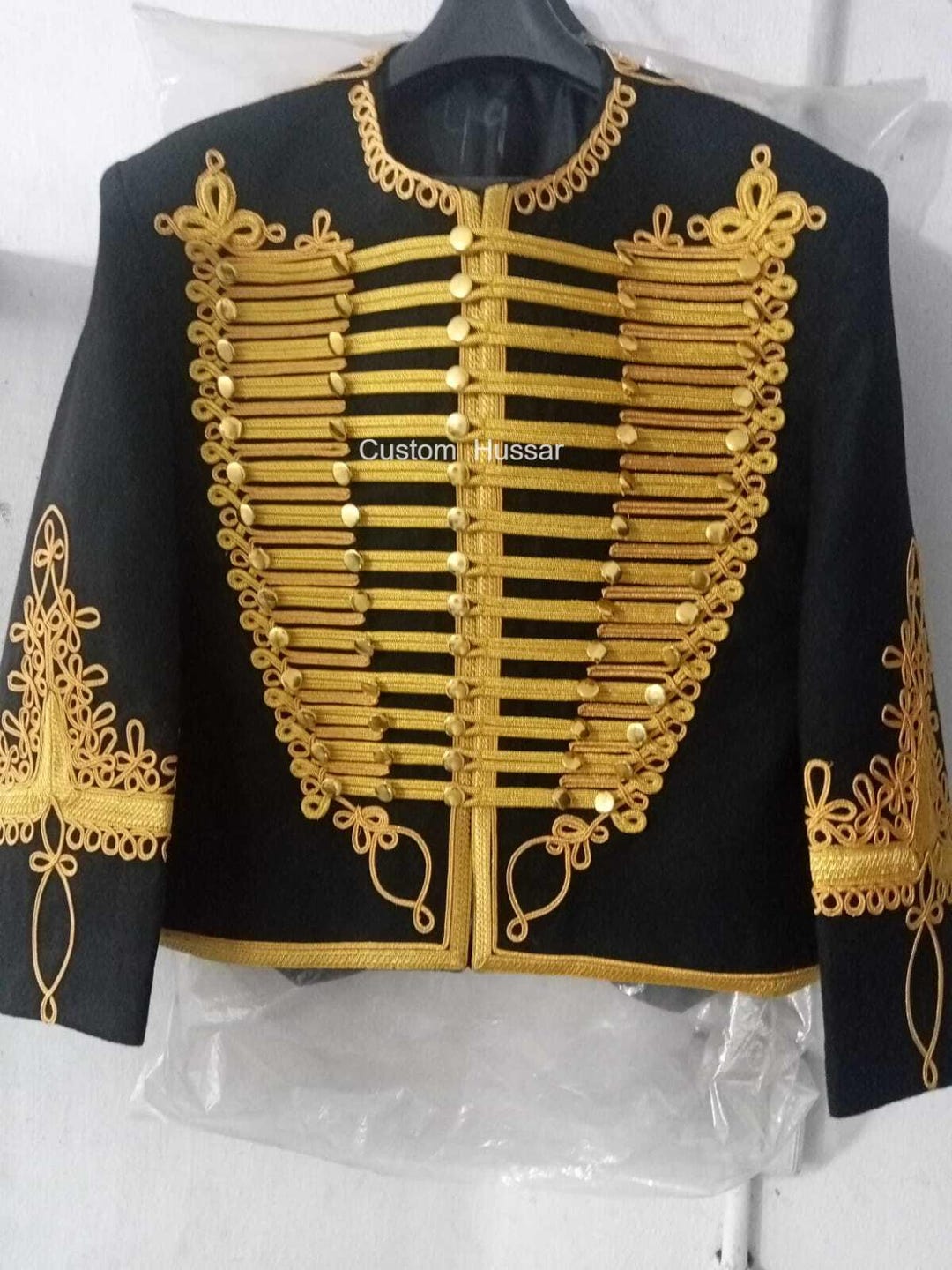 Men's Black Hussar Jacket: Military Wool Tunic With Gold Braid - Etsy