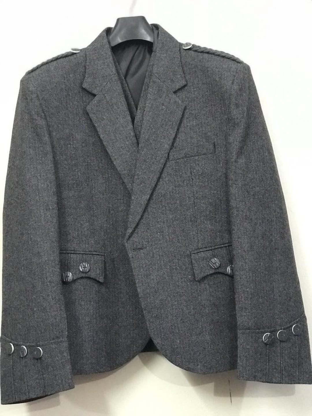 Men's Scottish Handmade Grey Argyle Jacket With Waistcoat Custom Made ...