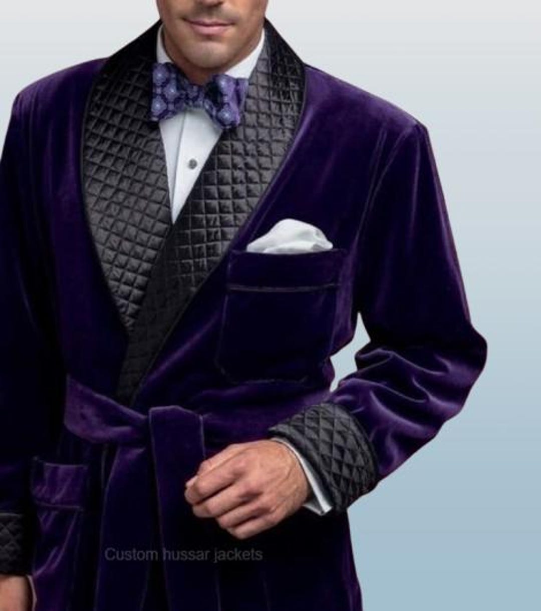 Men's Smoking Jacket Purple Handmade Velvet Smoking Jacket Quilted ...
