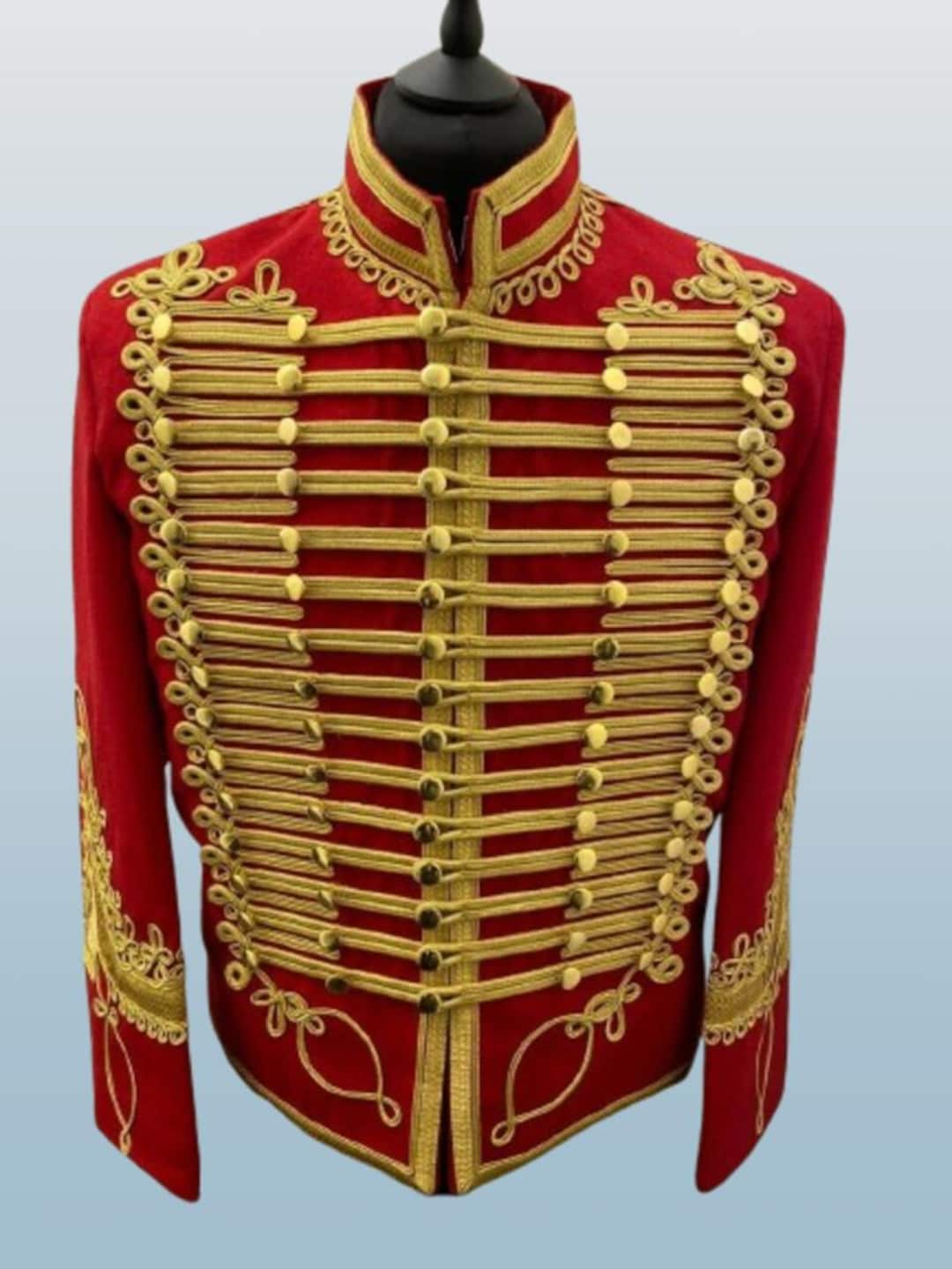 Hussar Jacket Red Pelisse Hussar Uniform Scottish Military Tunic Jacket ...