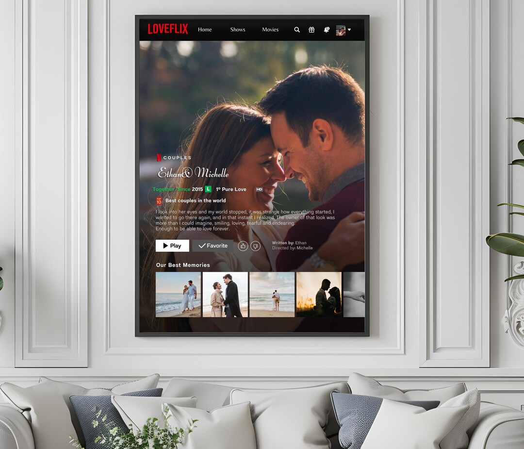 Custom Photo Couple Portrait Movie Platform Style Lovers Wedding ...