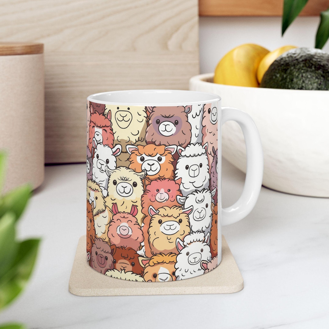 Funny Llama Alpaca Mug Coffee Lover Gift Animal Lover Cup Seamless ...