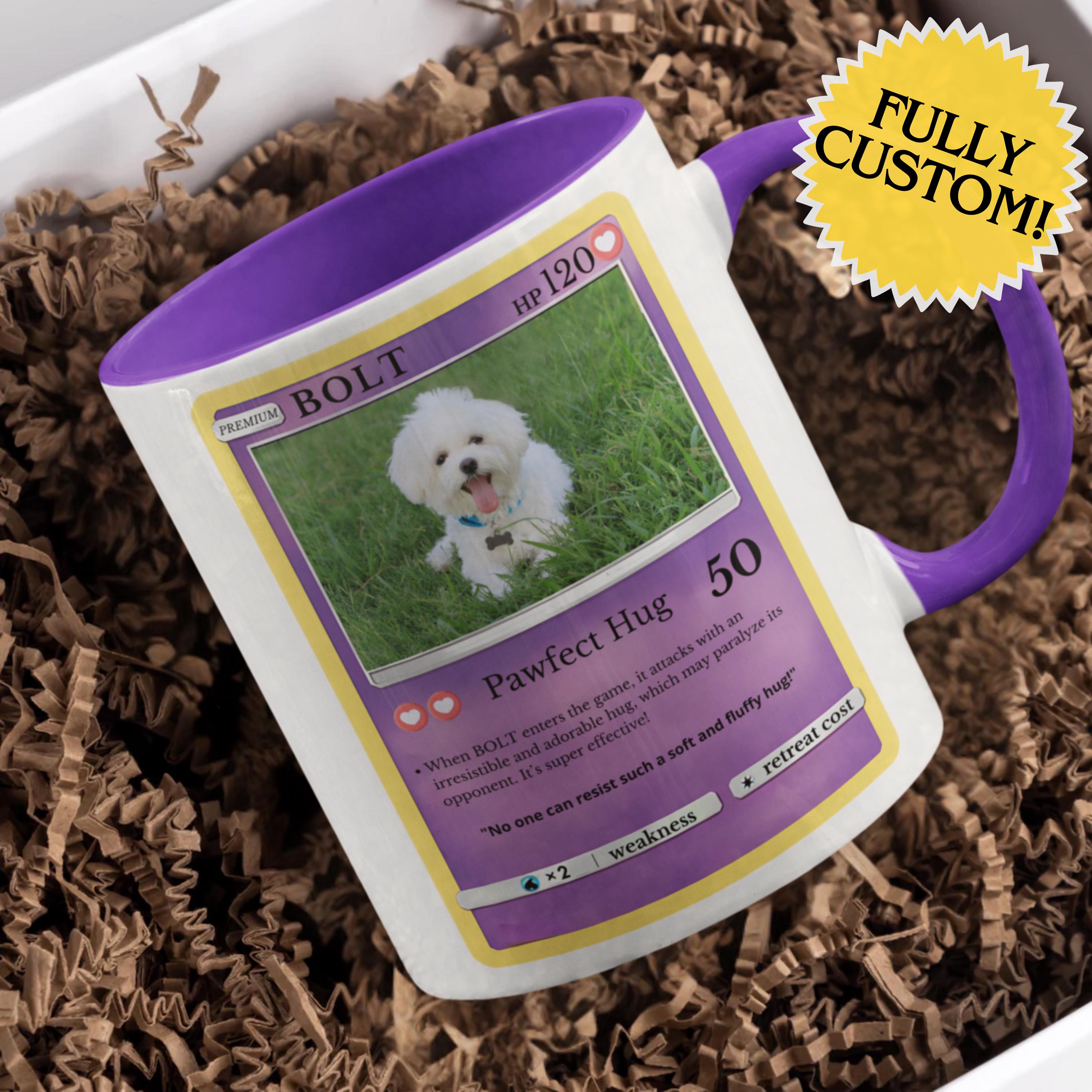 Custom TCGP Pet Photo Mug Pokemon Card Style Coffee Cup Dog Lover Gift ...