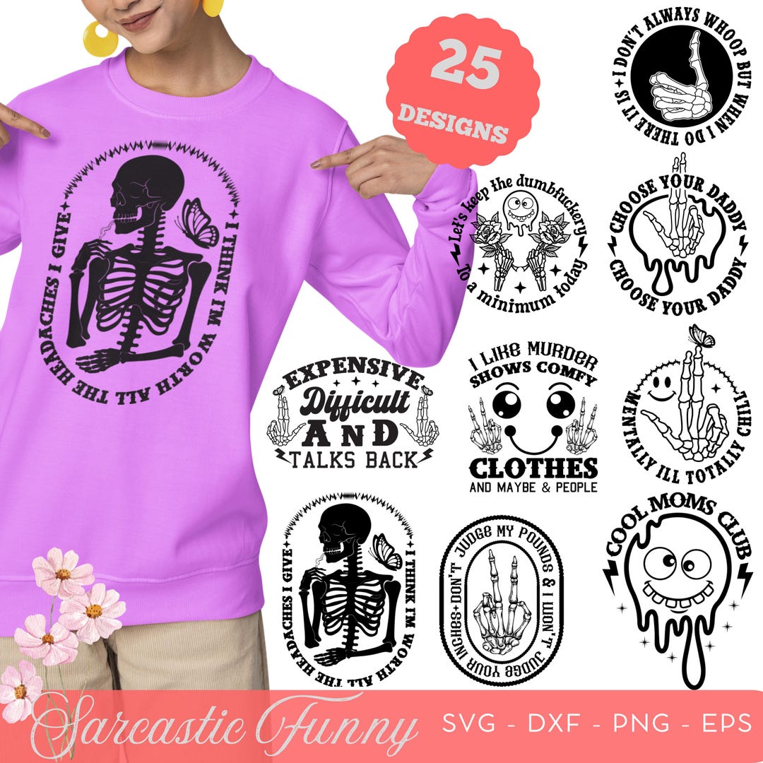 Funny Sarcasm Front and Back Svg Bundle Sarcastic Retro PNG Funny ...
