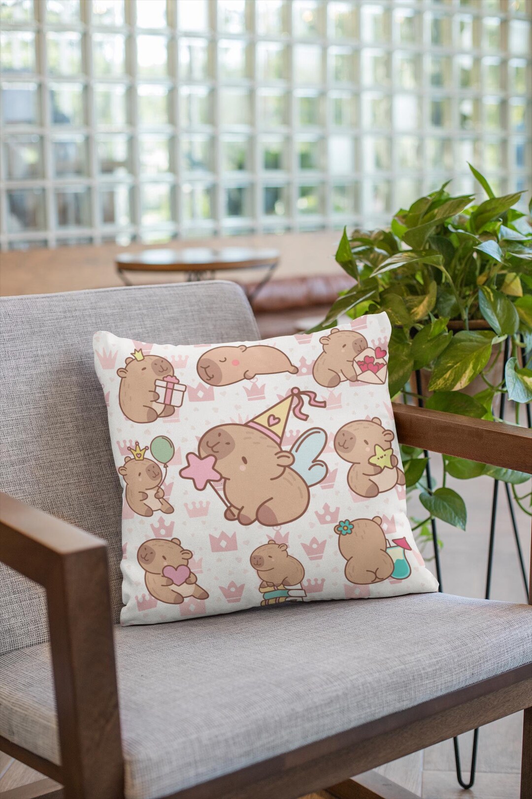 Funny Capybara Pillow Cute Animal Lover Home Decor Tender Gift Spun ...