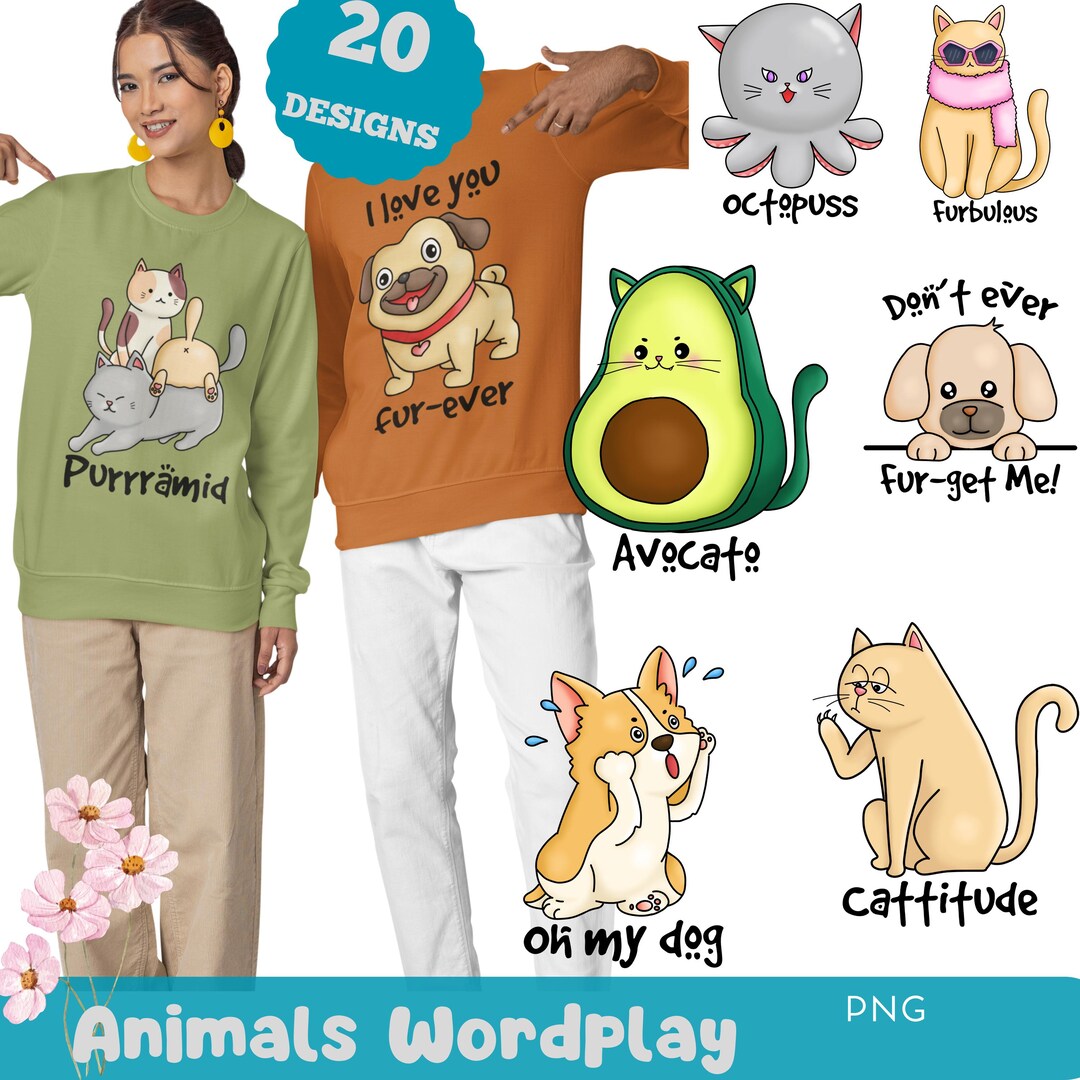 Funny Animal PNG Animal Wordplay SVG Sarcastic Saying Bundle Animal ...