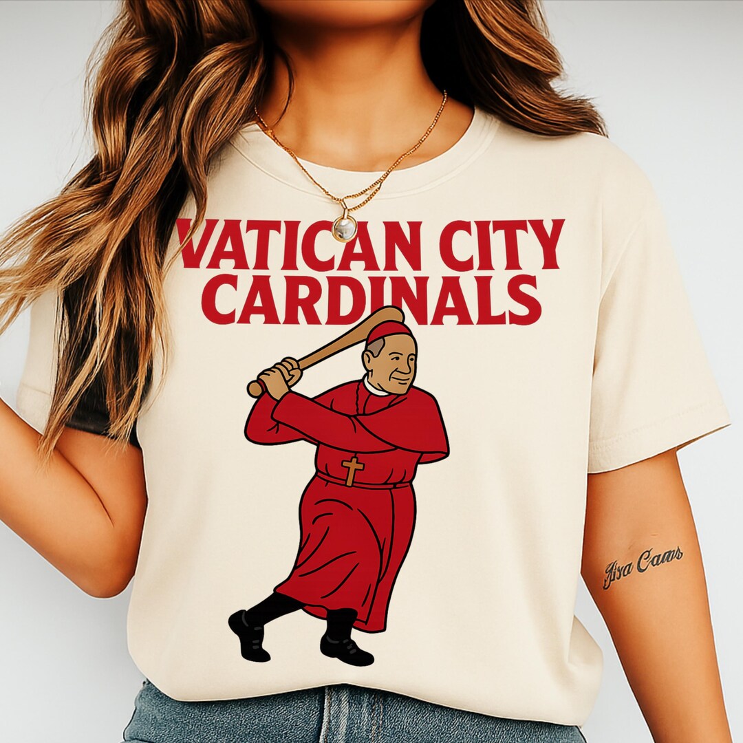 Vatican City Cardinals Funny Meme Tshirt, Pope Playing Baseball ...
