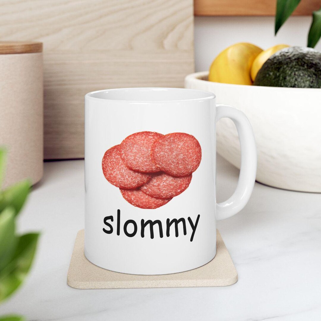 Funny Brainrot Meme Ceramic Mug, Slommy Salami Joke Coffee Cup, Stupid ...
