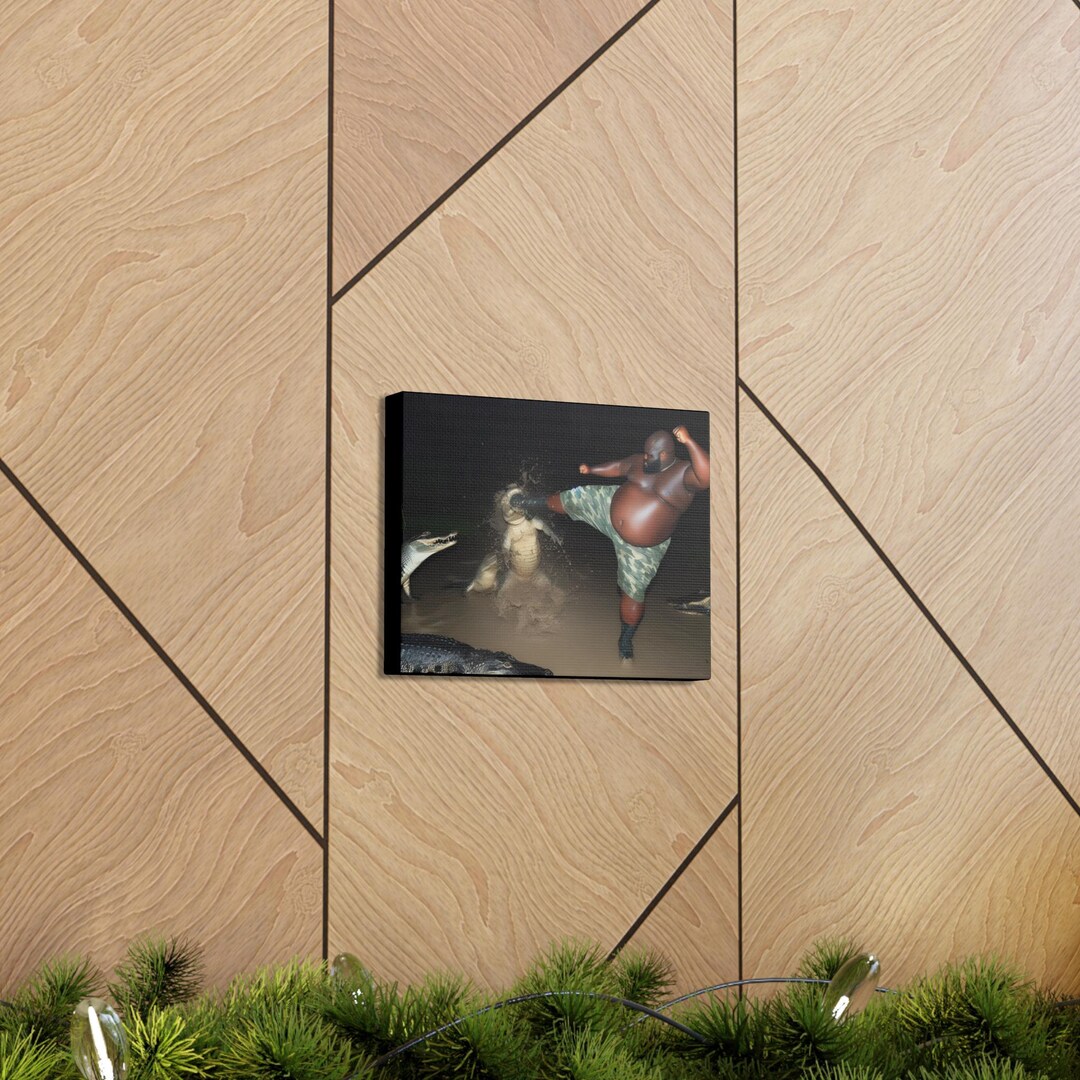 Renaissance Esque Man Kicking Alligator Portrait 10 X 8 Print on Canvas ...