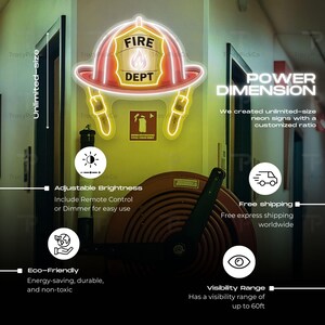 Firefighter Helmet Neon Sign Fire Dept LED Wall Light for Firehouse ...