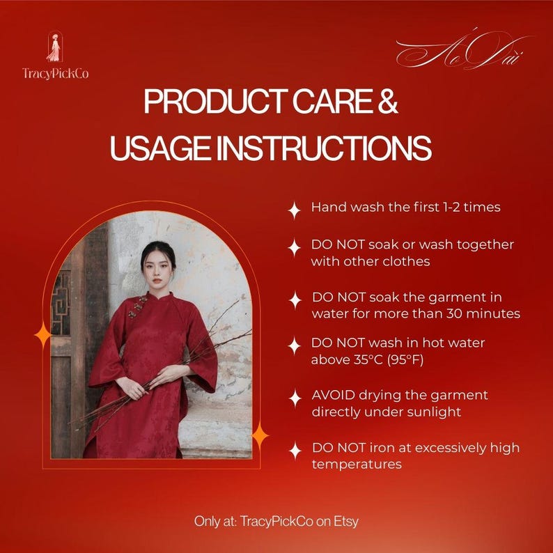 Traditional Ao Dai Women Modern Tet Dress Red Chau Sa Brocade Charms ...
